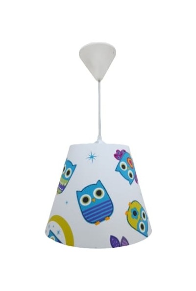 Rüyam Abajur Çocuk Odası,bebek Odası Baykuş Desen Konik Sarkıt Avize Abajur