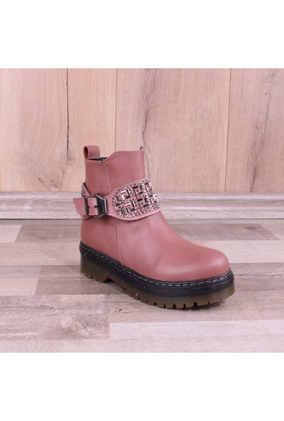 Kidya Kız Çocuk Botu Su Soğuk Geçirmez Tay Tüyü Kürklü Metal Süslü Pudra