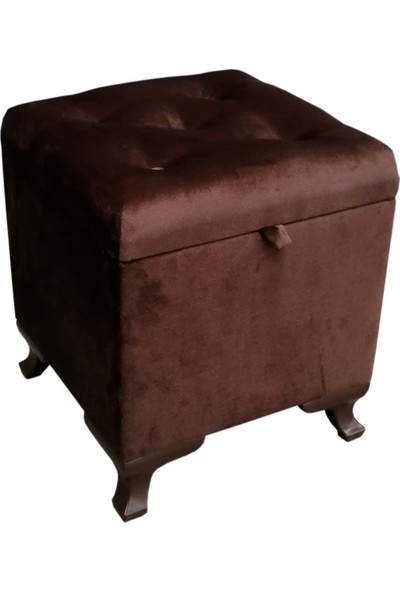 Astra Sandıklı Puf - Silinebilir Kumaş Kahve Ayak