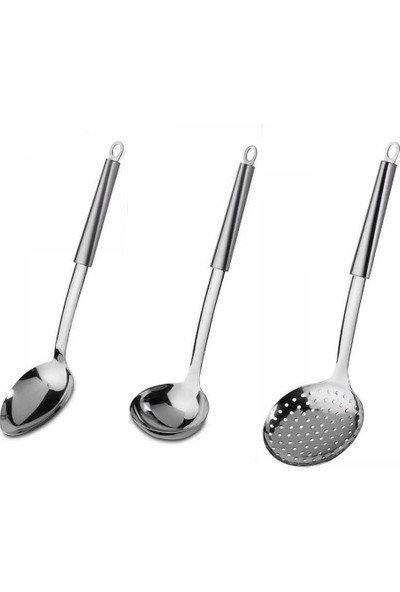 Korkmaz 3'lü Mutfak Seti-Kepçe-Kevgir-Kaşık Korkmaz 3'lü Mutfak Seti-Kepçe-Kevgir-Kaşık
