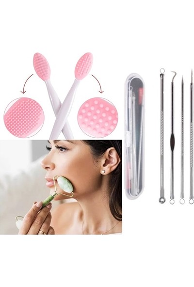 İndirim Kap Siyah Nokta Temizleyici Dudak Peeling + Jade Roller Çift Taraflı Yeşim Taşı + 4 Lü Akne-Siyah Nokta Temizleyici Komedon İndirim Kap Siyah Nokta Temizleyici Dudak Peeling + Jade Roller Çift Taraflı Yeşim Taşı + 4 Lü Akne-Siyah Nokta Temizleyici Komedon