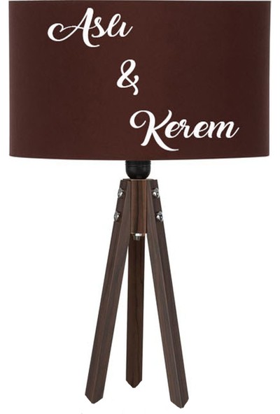Kişiye Özel Isim Yazılı Kahverengi Aabajur