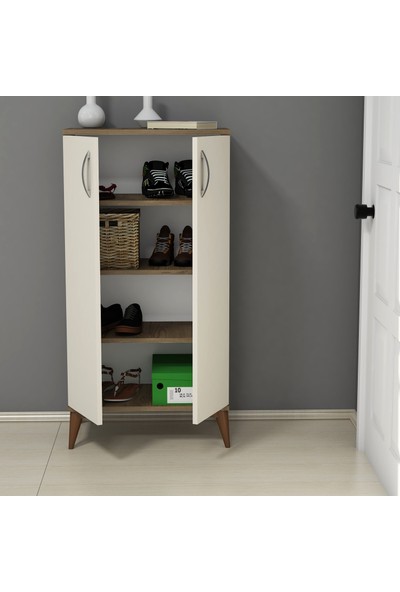 FERNISO 2 Kapaklı 4 Bölmeli Ayakkabılık - Hud Krem FERNISO 2 Kapaklı 4 Bölmeli Ayakkabılık - Hud Krem