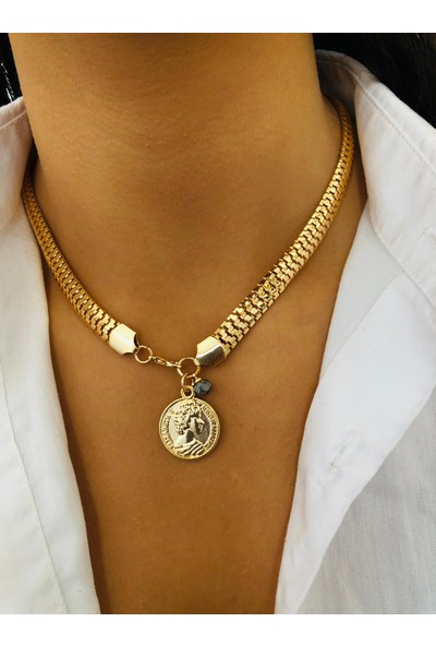 bioaksesuar Kadın Gold Renk Çelik Paslanmaz Elizabeth Figürlü Kolye