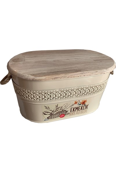Yıldıray Metal Ekmeklik Ahşap Kapaklı Krem