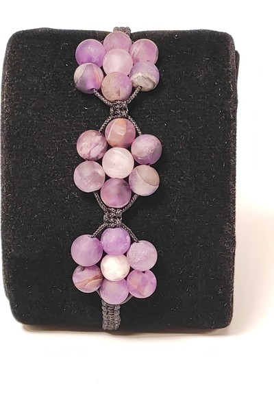 Taş Rüyası Mat Ametist 3'lü Çiçek Motifli Örme Bileklik