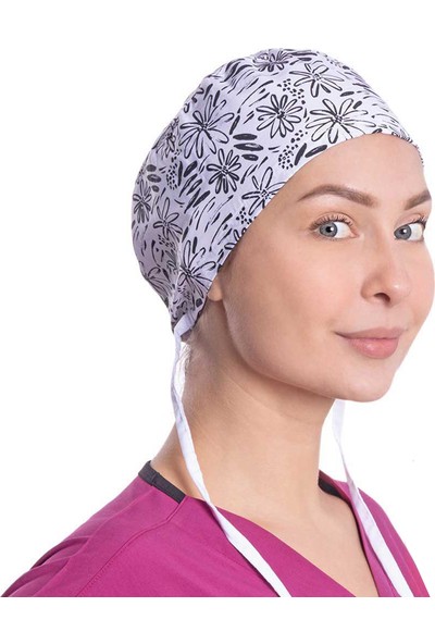 Şirin A Medikal Çiçek Desenli Cerrahi Kadın Bone