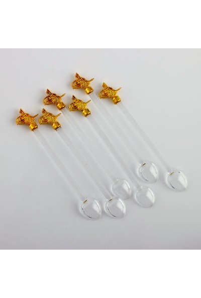 Kristalgalerisi Cam Çay Kaşığı Tuğralı Altın - 12 Kişilik