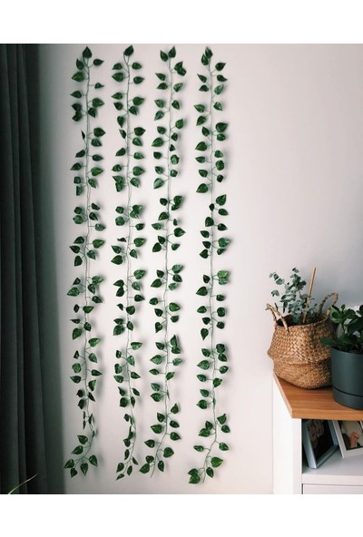 Anka Feniks Dekoratif Küçük Yeşil Yapraklı Yapay Sarmaşık 230 cm 4 Adet