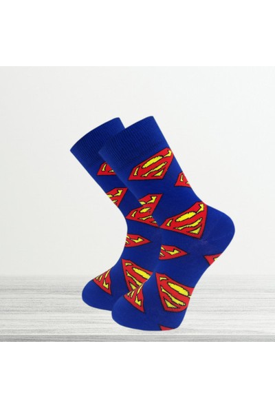 Lara Çorap Superman Desenli Mavi Soket Çorap - Sdms-1
