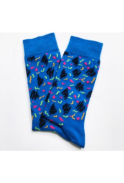 Lara Çorap Karalama Desenli Mavi Soket Çorap - Kdms-1