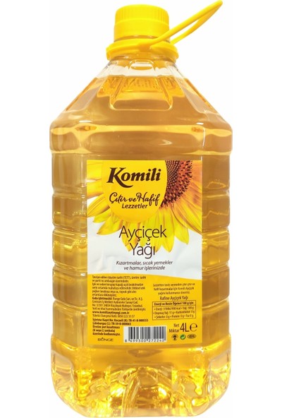 Komili Ayçiçek Yağı 4 L Pet