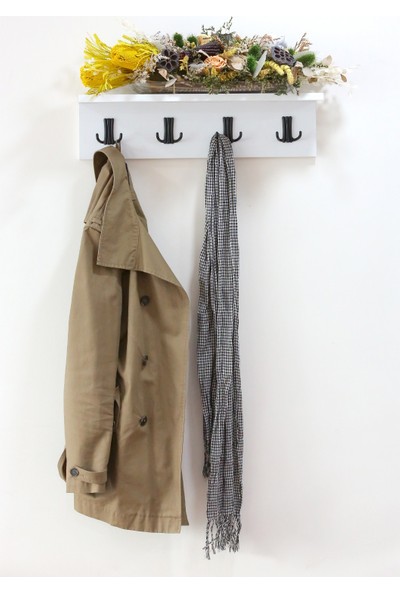 Pome Dekoratif Fortmanto Askılıklı Duvar Rafı Beyaz Mdf