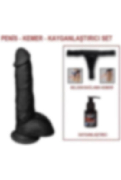Lilitu Shop 25,5 cm Belden Bağlamalı Realistik Dildo Zenci Penis Set