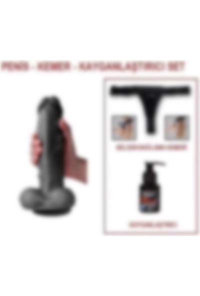 Lilitu Shop 27 cm Belden Bağlamalı Realistik Dildo Zenci Penis Set