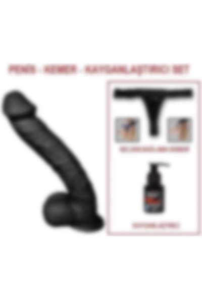 Lilitu Shop 33 cm Belden Bağlamalı Realistik Dev Zenci Penis Set