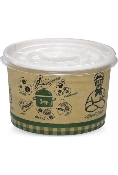 İhtiyaç Limanı Karton Çorba Kasesi Kapaklı Yemek Kabı 16 Oz 100'lü