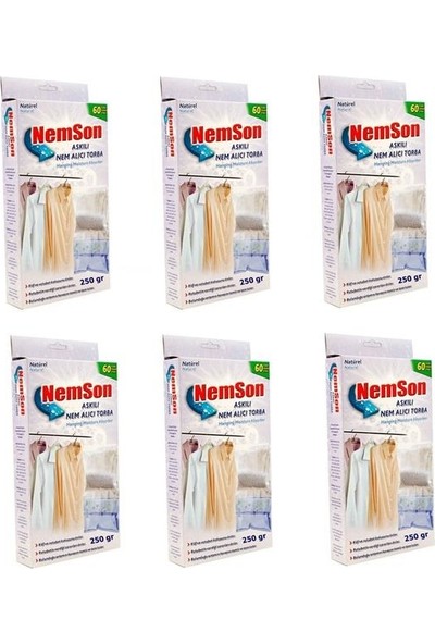 6 Adet Nem Alıcı Koku Küf Giderici Dolap Içi Askılık 250 gr