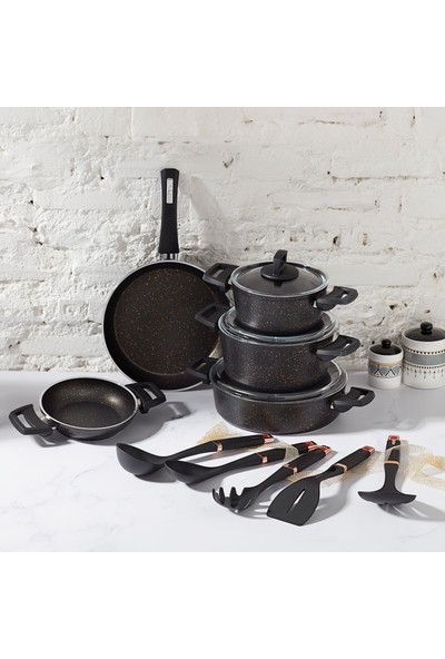 Karaca Biogranit Blackgold 13 Parça Tencere Seti