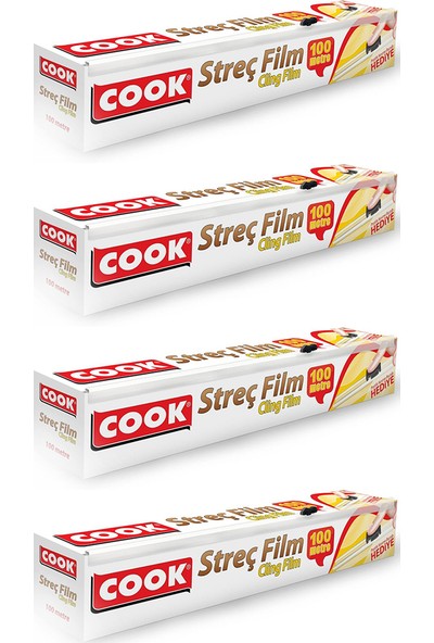 Cook Streç Film Kayar Bıçaklı (30 cm x 100 m) x 4 Adet Cook Streç Film Kayar Bıçaklı (30 cm x 100 m) x 4 Adet