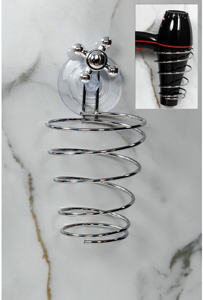 Karhome Avm Metal Vantuzlu Fön Makinesi Askısı Vantuzlu Fönlük Fön Askısı