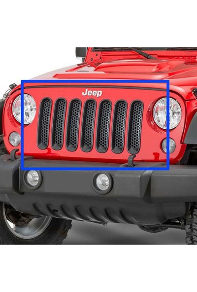Jeep Wrangler Rubicon Parlak Siyah Ön Panjur Izgara Çerçeve Seti Jeep Wrangler Rubicon Parlak Siyah Ön Panjur Izgara Çerçeve Seti