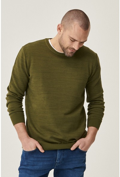 AC&Co / Altınyıldız Classics Standart Fit Bisiklet Yaka Desenli Triko Kazak