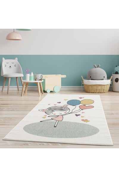 Vinosa Home Anıme Balonlu Kız Bebek ve Çocuk Odası Halısı