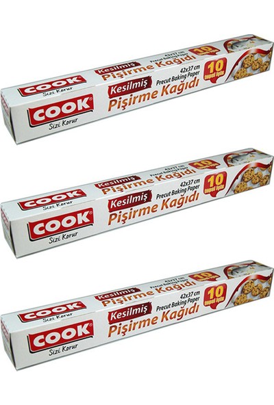Cook Kesilmiş Pişirme Kağıdı 10 Tepsi (42 x 37 Cm) x 3 Adet Cook Kesilmiş Pişirme Kağıdı 10 Tepsi (42 x 37 Cm) x 3 Adet
