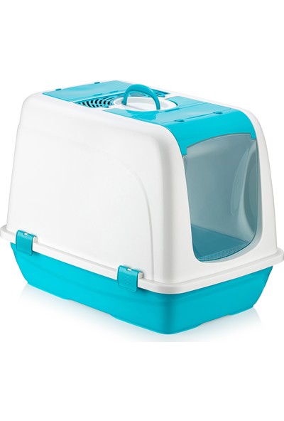 Milo Büyük Kapalı Kedi Tuvaleti Turkuaz Milo Büyük Kapalı Kedi Tuvaleti Turkuaz