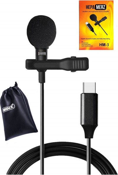 Hepa Merz HM3 Type-C Telefon Yaka Mikrofonu Hepa Merz HM3 Type-C Telefon Yaka Mikrofonu