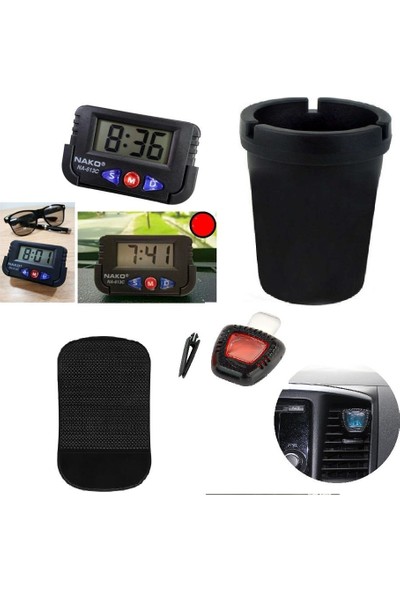 Tvet 4 Lü Set Dijital Saat, Küllük, Kaydırmaz Ped, Air Freshener Kalorifer Koku Sakız Koku Tvet 4 Lü Set Dijital Saat, Küllük, Kaydırmaz Ped, Air Freshener Kalorifer Koku Sakız Koku