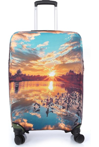 Hotowa Valiz Kılıfı Kabin Boy Gün Batımı