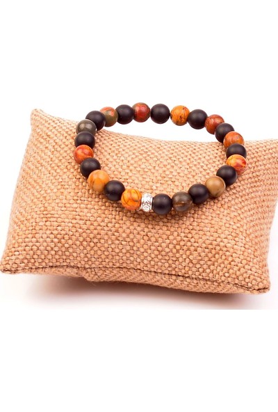 Taş Sandığı Jasper ve Obsidyen Taşı Bileklik - 8 mm Taş Sandığı Jasper ve Obsidyen Taşı Bileklik - 8 mm