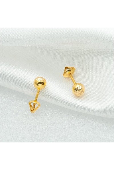 Bilezikci 5 Mm. Vidalı Top Altın Küpe