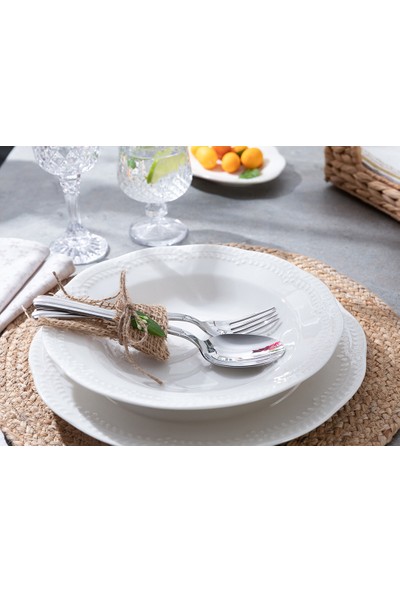 English Home Viyana Porselen Çukur Tabak 23 cm Açık Krem