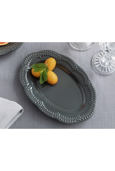 English Home Viyana Porselen Kayık Tabak 20 cm Antrasit