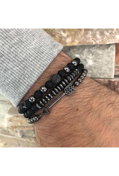 Chavin Siyah Parçalı 3 Lü Onxy Taşlı Ok Erkek Bileklik EI19SY Chavin Siyah Parçalı 3 Lü Onxy Taşlı Ok Erkek Bileklik EI19SY