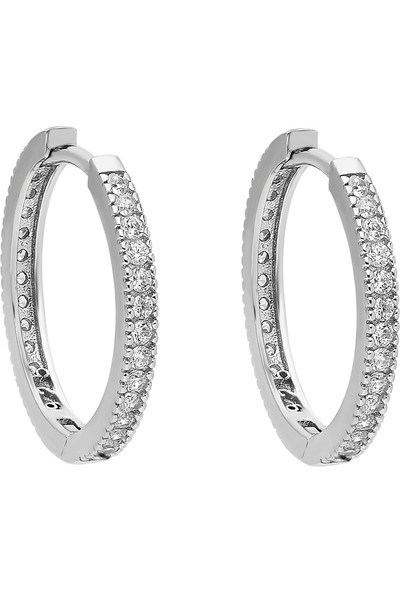 Chavin 15 Mm. Zirkon Taşlı Kadın Gümüş Halka Küpe EI01-15 Chavin 15 Mm. Zirkon Taşlı Kadın Gümüş Halka Küpe EI01-15