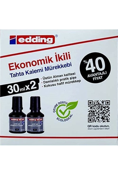 Edding Legamaster Mürekkep 100 ml 2'li Siyah Edding Legamaster Mürekkep 100 ml 2'li Siyah