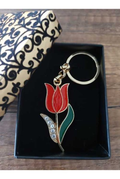 Çilek Home Lale Figürlü Taşlı Anahtarlık