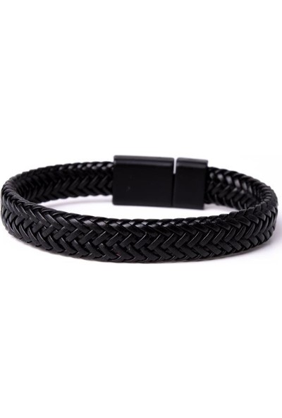 Opslet Siyah Hasır Örgü Deri Bileklik 10108 Opslet Siyah Hasır Örgü Deri Bileklik 10108