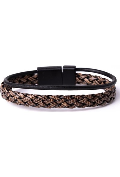 Opslet Krem Kahve Hasır Örgü ve Deri Ip 2'li Bileklik 10101 Opslet Krem Kahve Hasır Örgü ve Deri Ip 2'li Bileklik 10101