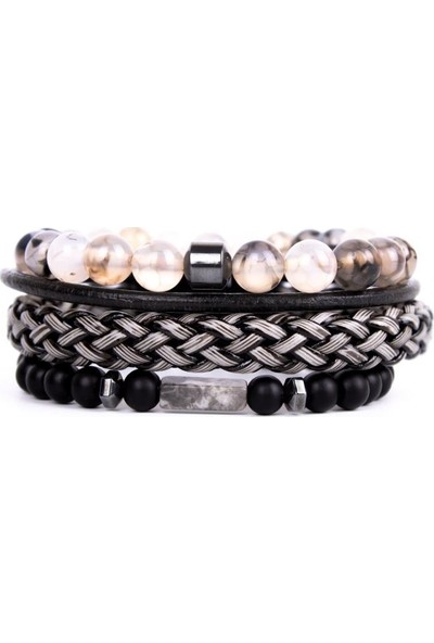 Eyya Accessories 3'lü Bileklik Set Akik Mermer Onyx Hasir Eyya Accessories 3'lü Bileklik Set Akik Mermer Onyx Hasir