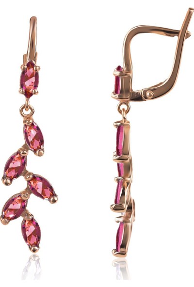 İndigo Fuşya Mekik Taşlı Gümüş Küpe İndigo Fuşya Mekik Taşlı Gümüş Küpe