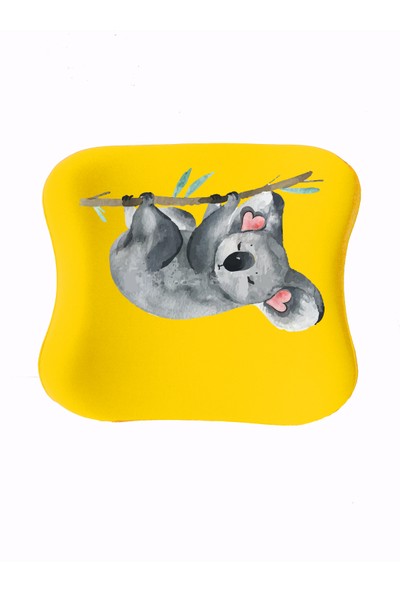 Office Küp Uzaktan Eğitim Çocuk Çalışma Masası Sandalyesi Visco Bel Yastığı - Sarı Koala