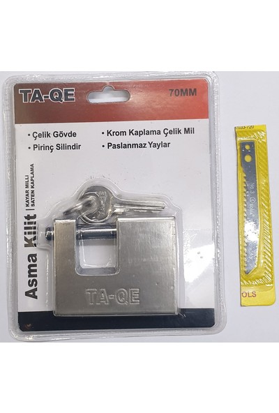 Asafyapı Ta-Qe 70 mm Asma Kilit Küpe Kilit Çelik Gövde Kayar Milli Soma Dekopaj Uçu Yanında Asafyapı Ta-Qe 70 mm Asma Kilit Küpe Kilit Çelik Gövde Kayar Milli Soma Dekopaj Uçu Yanında