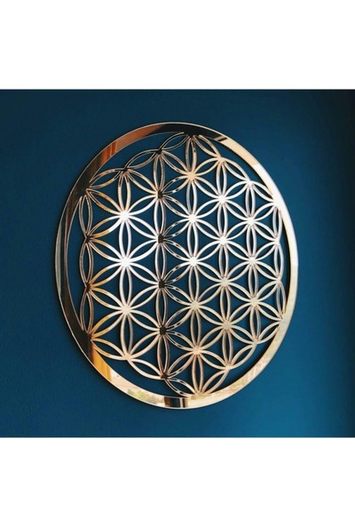 Yaşam Çiçeği Kutsal Geometrik Tablo-Gold Yaşam Çiçeği Kutsal Geometrik Tablo-Gold