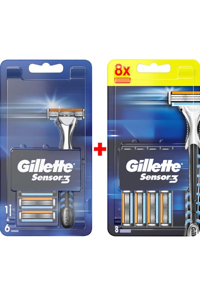 Gillette Sensor3 Tıraş Makinesi + Yedek Tıraş Bıçağı 14'lü