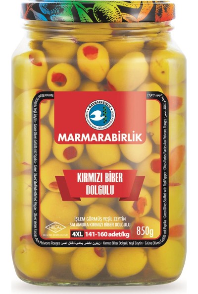 Marmarabirlik 4xl Biber Dolgulu Yeşil Zeytin 141-160 850 gr Cam